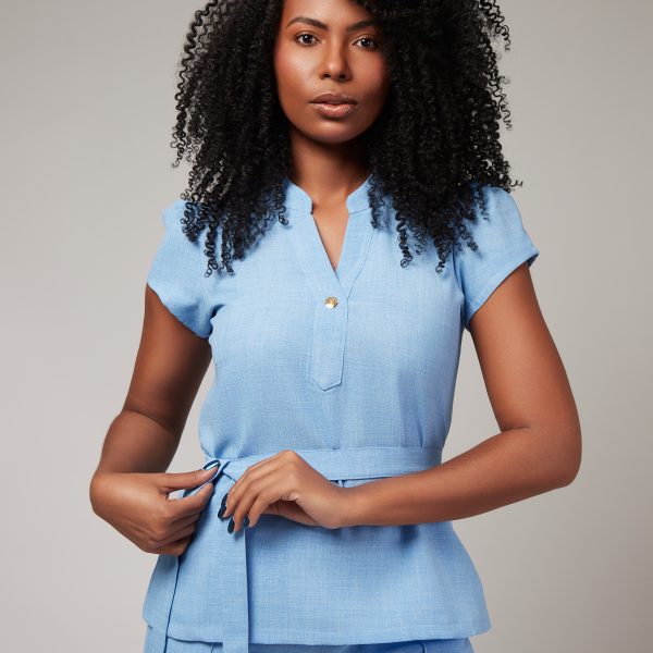 Scrub Feminino Cecilia Azul Bebê — Faíko Jalecos